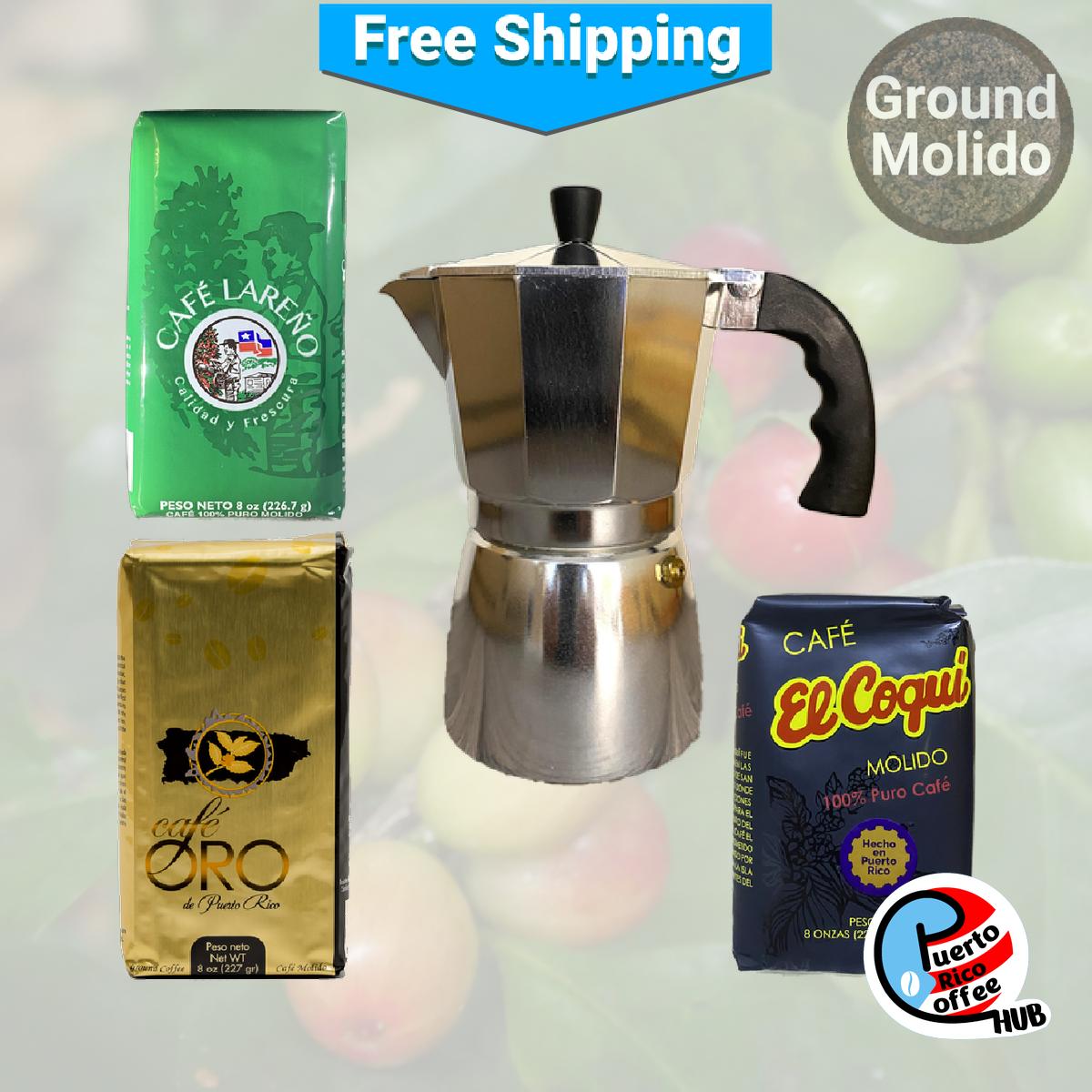 Puerto Rican Coffee Sampler With Imusa Moka Pot – Puerto Rico Coffee Hub